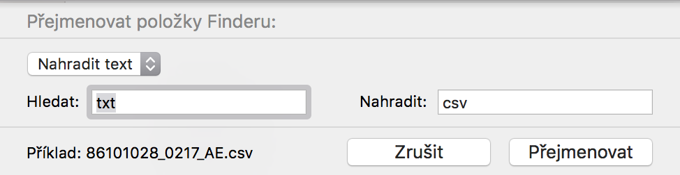 » Jak hromadně změnit koncovku souborů na Macu